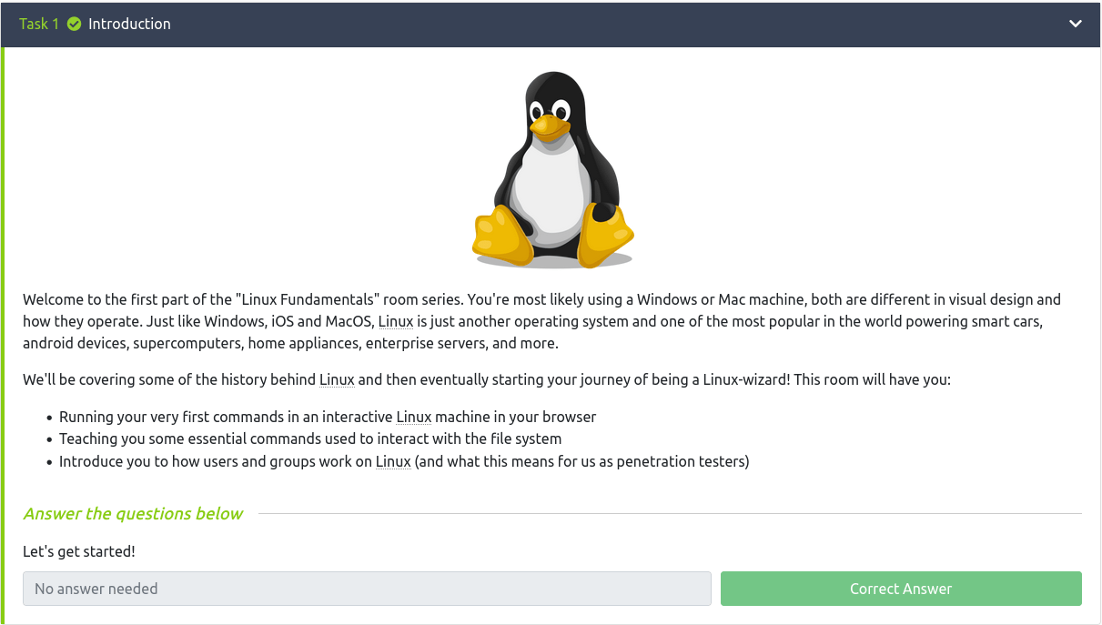 Tryhackme - Linux Fundamentals Part 1 Tryhackme - Linux Fundamentals Part 1