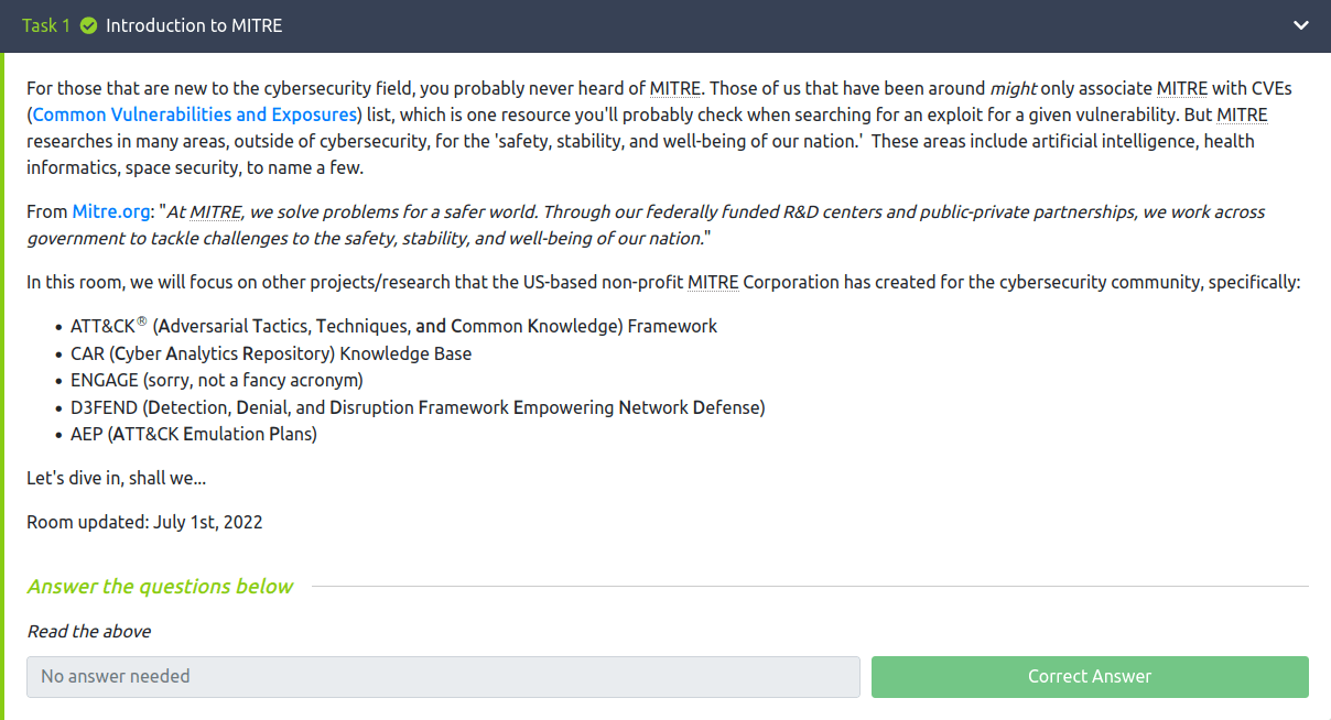 Tryhackme - MITRE