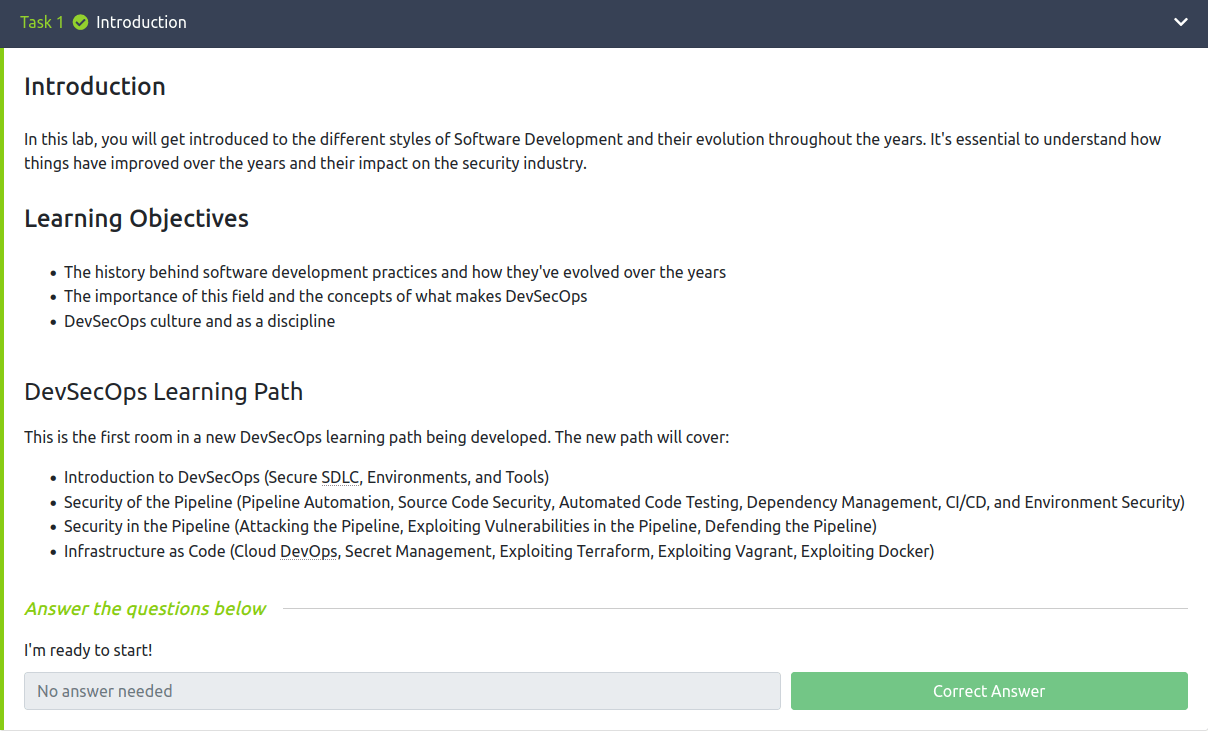 Tryhackme Introduction To Devsecops