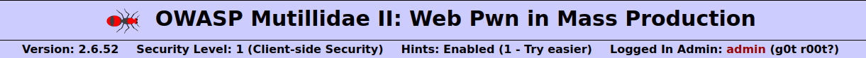 Mutillidae - SQLi: Bypass Authentication (Login) Mutillidae - SQLi: Bypass Authentication (Login)